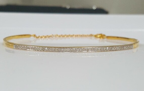 One Row Bangle Chain Diamond Bangle For Women Gold Bangle | Etsy