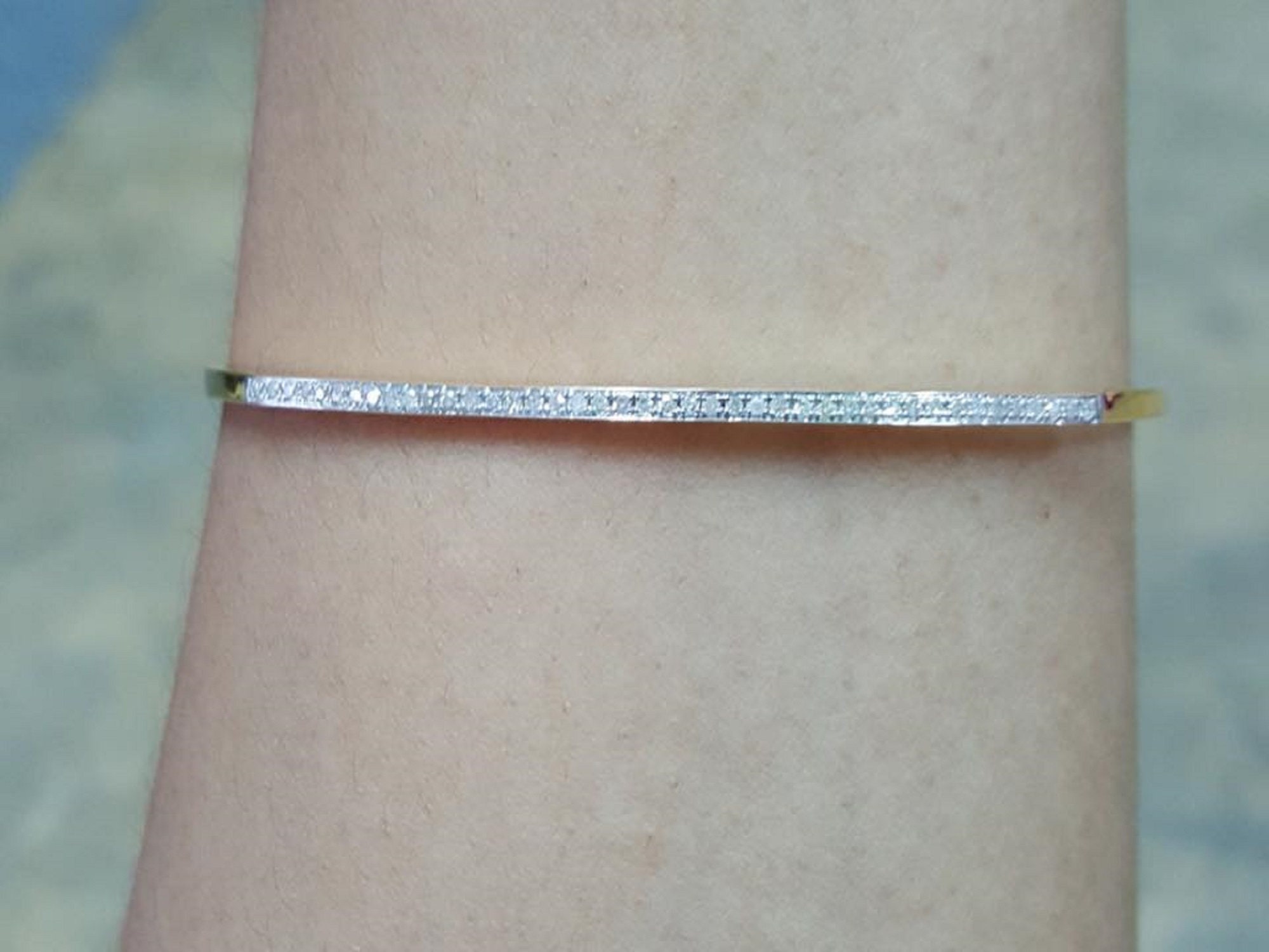 One Row Bangle Chain Diamond Bangle for Women Gold Bangle - Etsy