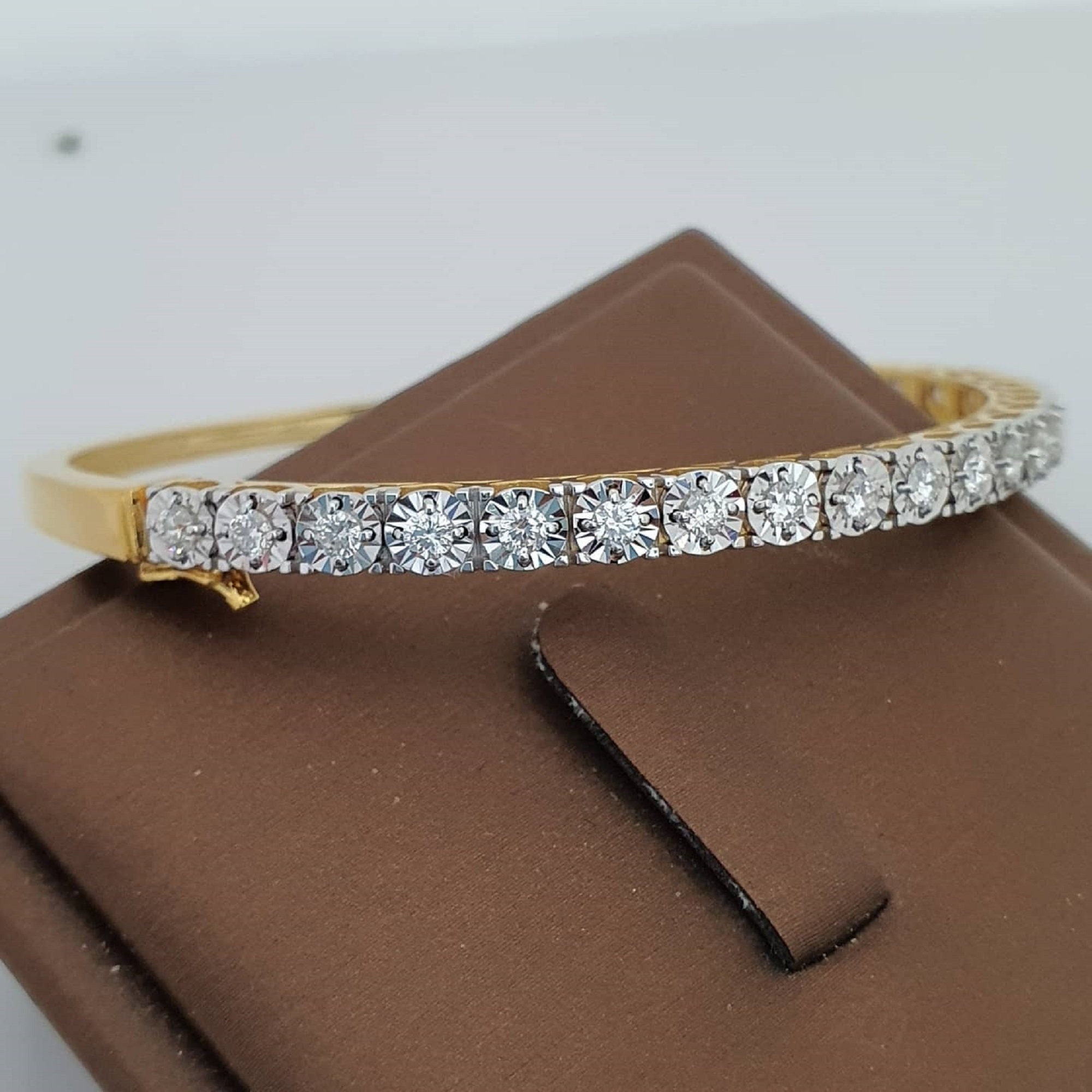 Diamond Bangle Gold Round Brilliant Cut Diamond Gift for Her | Etsy