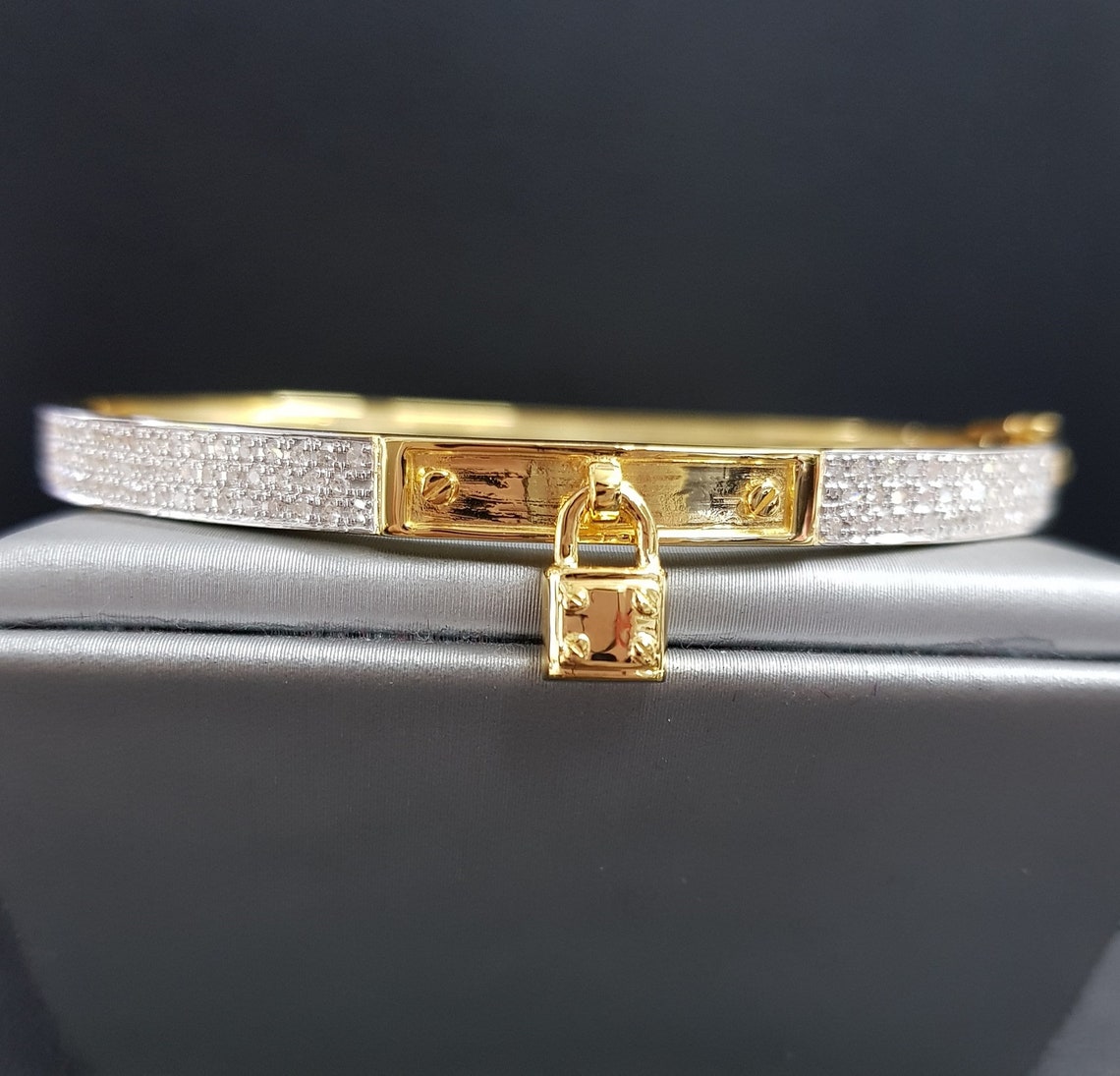 Diamond Bangle Gold Key Padlock Women Luxury Bangle Diamond - Etsy