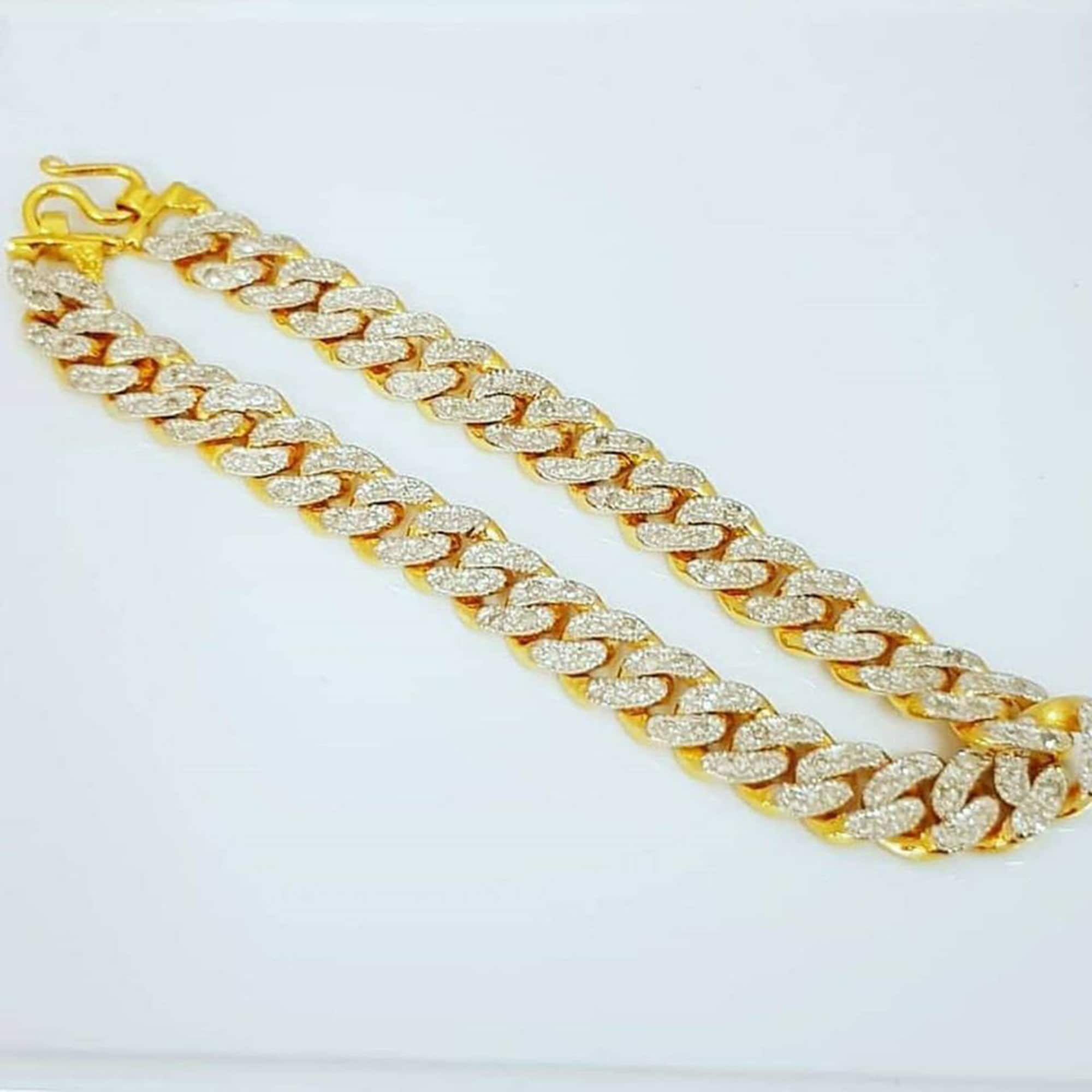 9k-gold Diamond Cuban Chain for Man and Woman Diamond Bracelet Miami ...