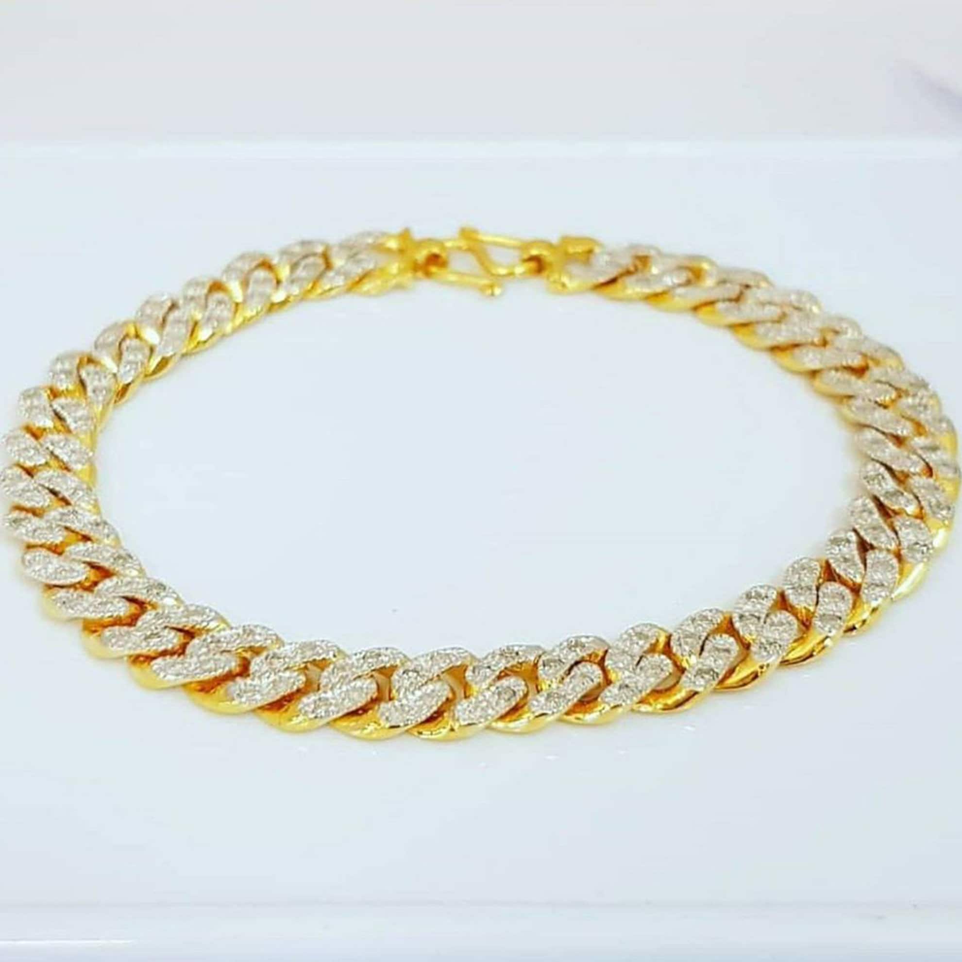 9k-gold Diamond Cuban Chain for Man and Woman Diamond Bracelet Miami ...