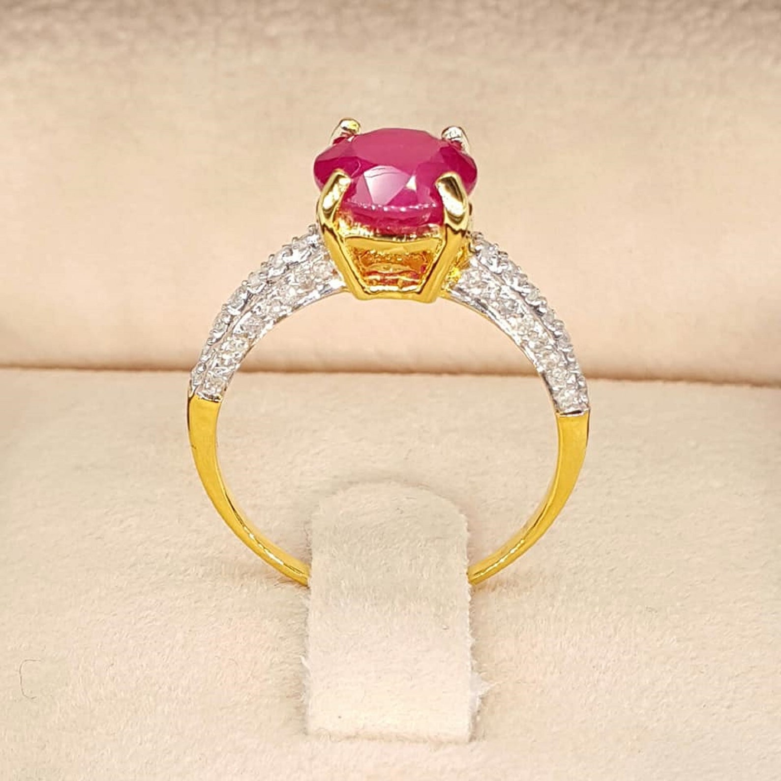 Diamond Gemstone Ruby Ring Promise Ring Birthstone Ring Genuine Ruby ...