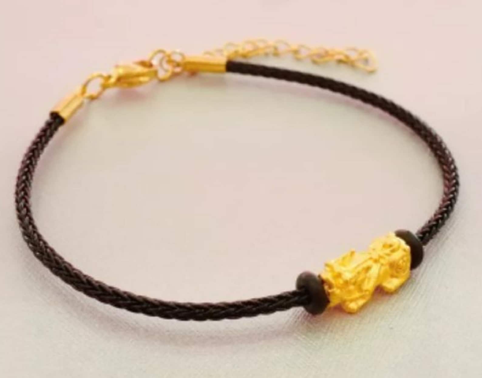 Pixiu 24k Gold Lucky Charm Bracelet for Man Women Real 24k Gold Red ...