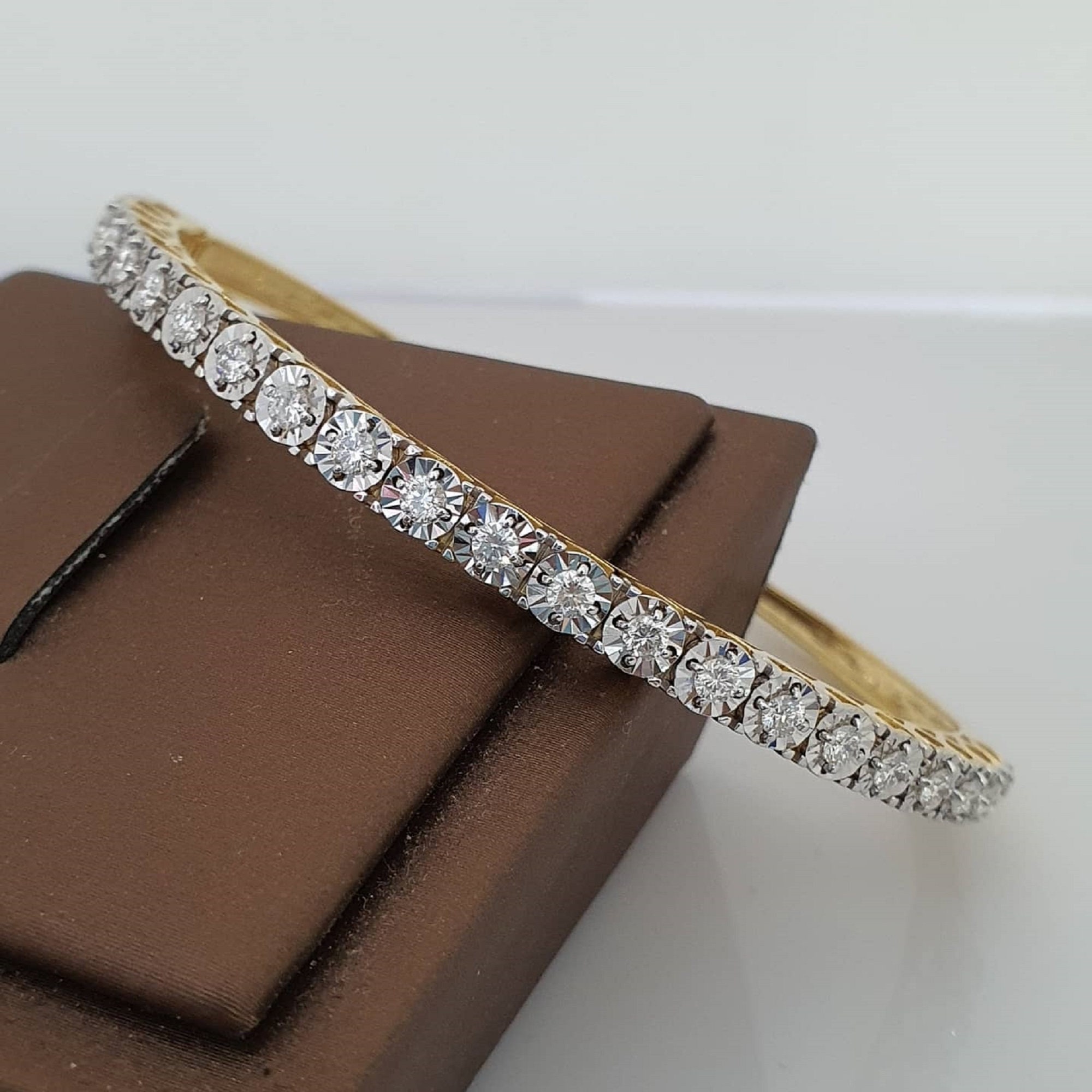 Diamond Bangle Gold Round Brilliant Cut Diamond Gift for Her - Etsy