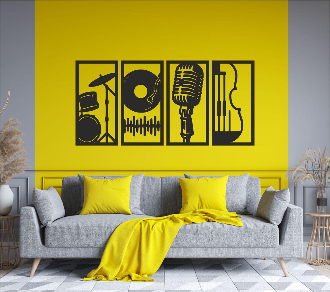 Music Theme Wooden Wall Panels Set of 4 – Unique Gifts for Music Lovers ...