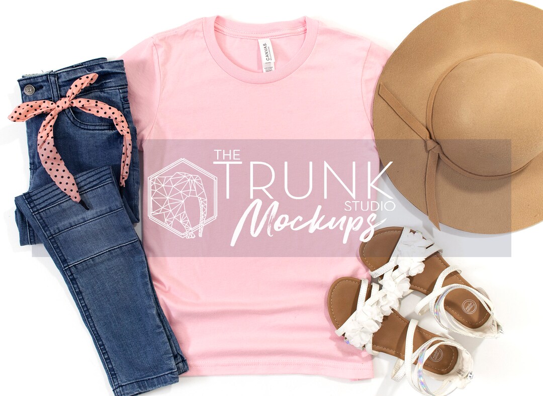 3001y PINK Mockup, School Shirt Mockup, 3001y Mockup Pink, Bella Canvas ...