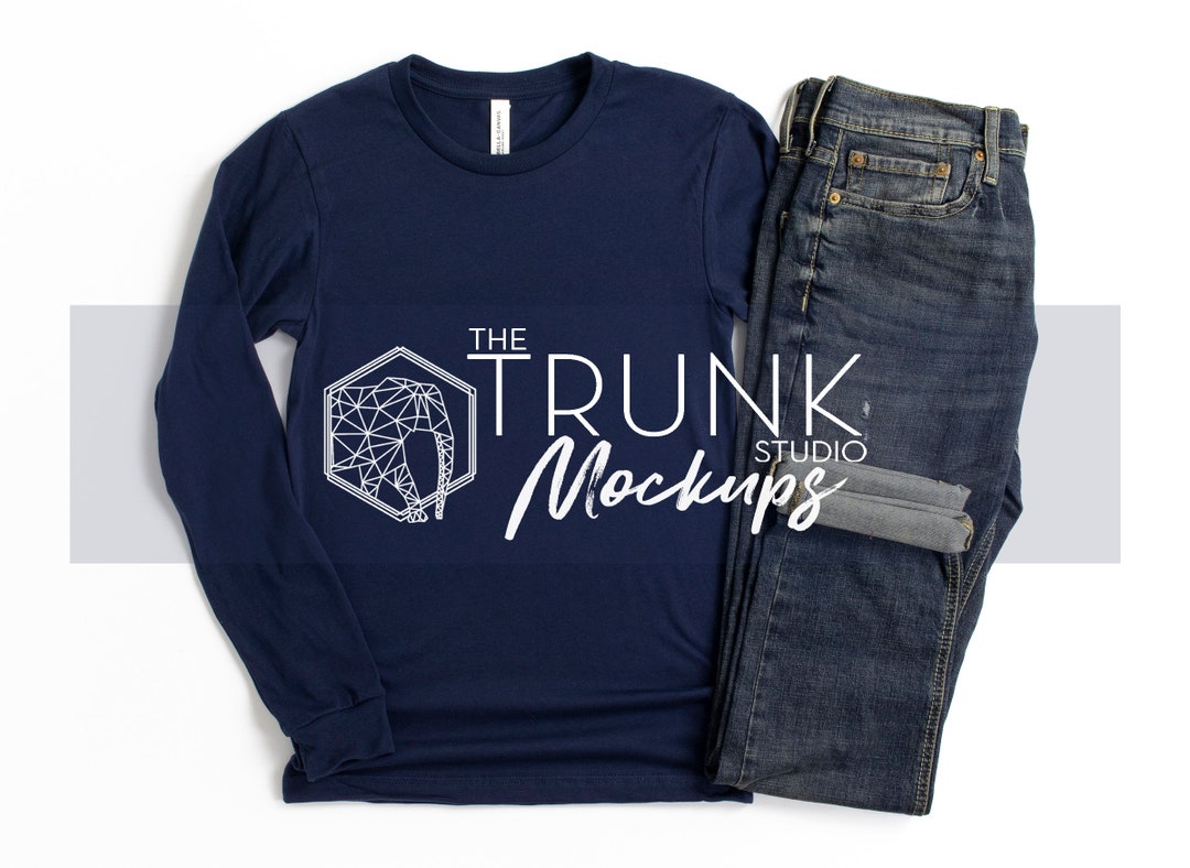 3501 Navy Mockup, Navy Long Sleeve Mockup, 3501 Mockup Navy, Bella ...