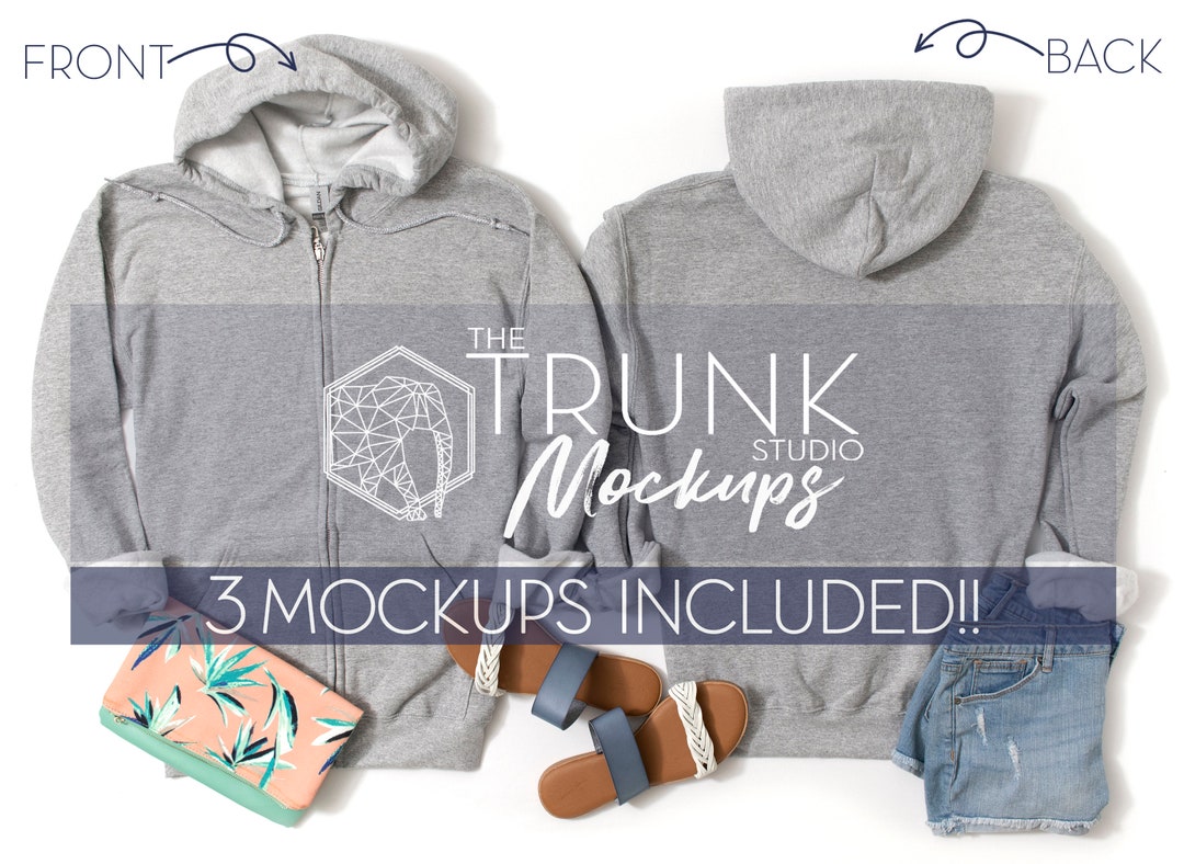 18600 Mockup SPORT GREY, Front and Back Mock Up, Gildan 18600 Mockup ...