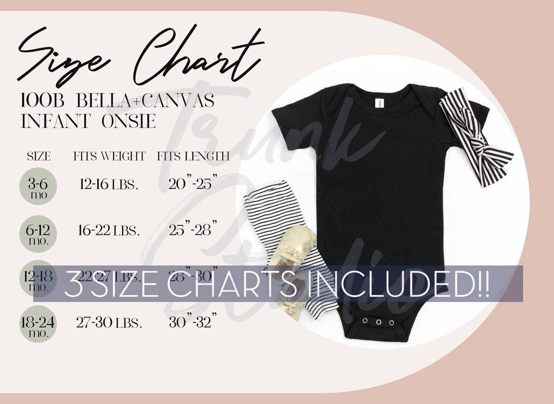 Buy 100B SIZE CHART, Bella Canvas 100B Size Chart, Size Chart Bella ...
