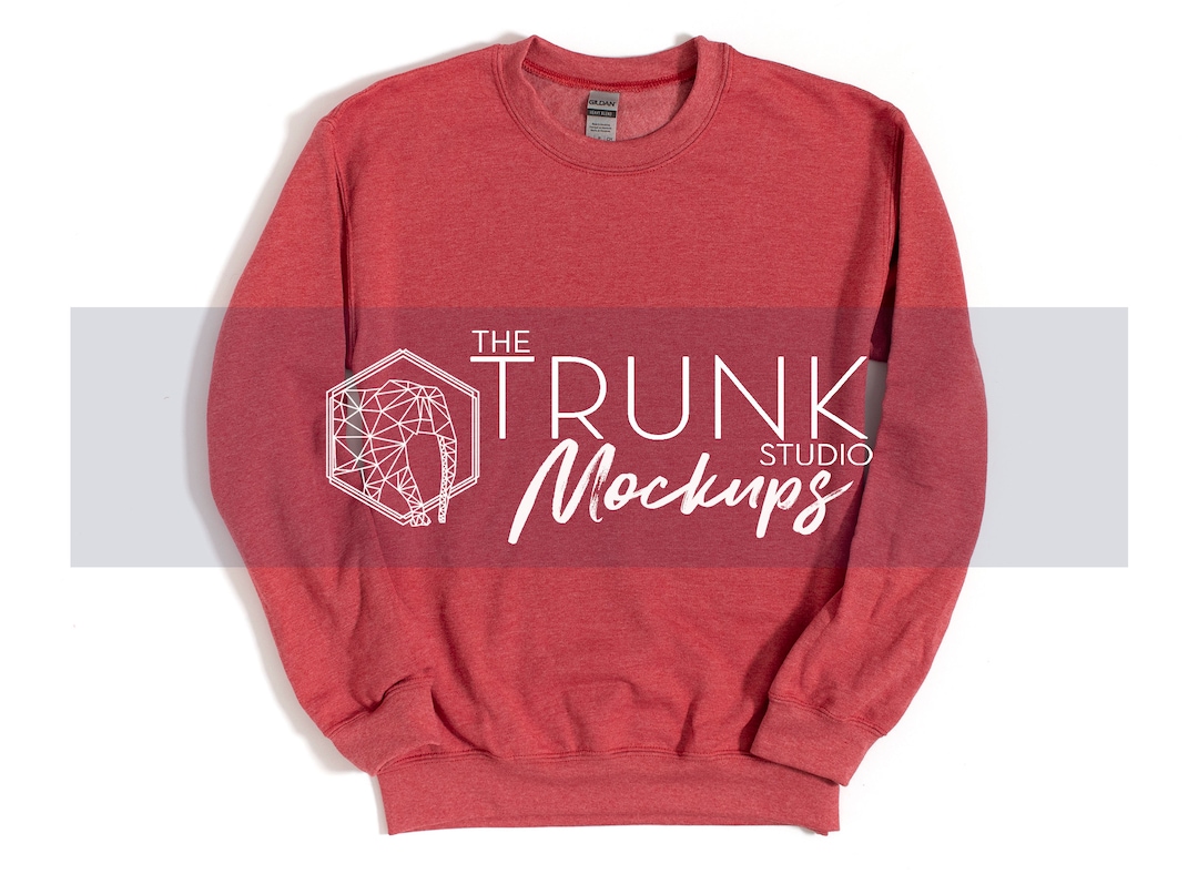 18000 Heather Sport Scarlet Red Mockup, Gildan Sweatshirt Mockup ...