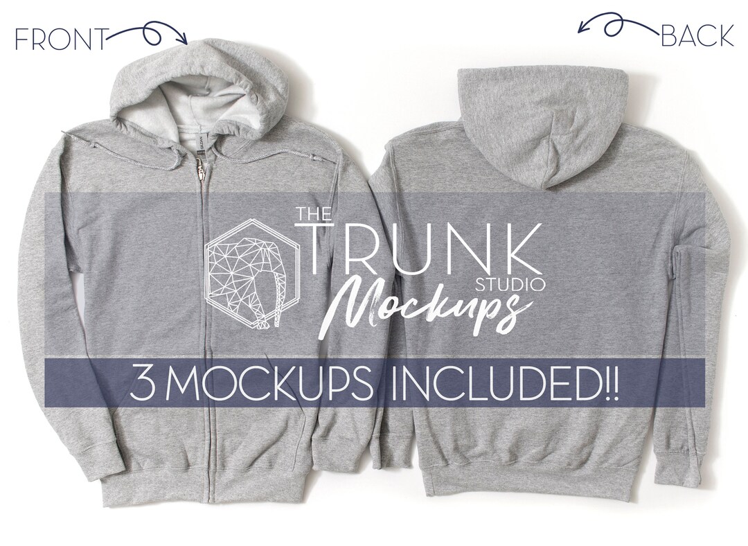 18600 Mockup SPORT GREY, Front and Back Mock Up, Gildan 18600 Mockup ...