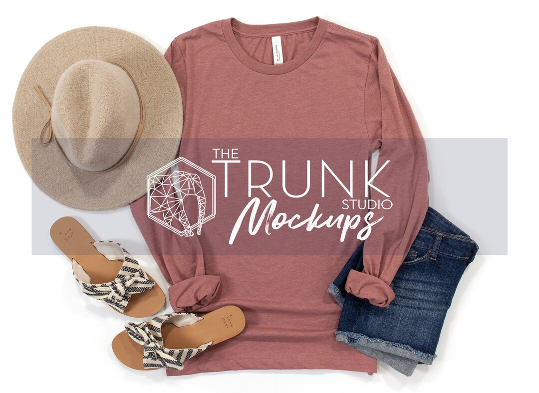HEATHER MAUVE 3501 Mockup, 3501 Mockup Heather Mauve, Bella Canvas Long ...