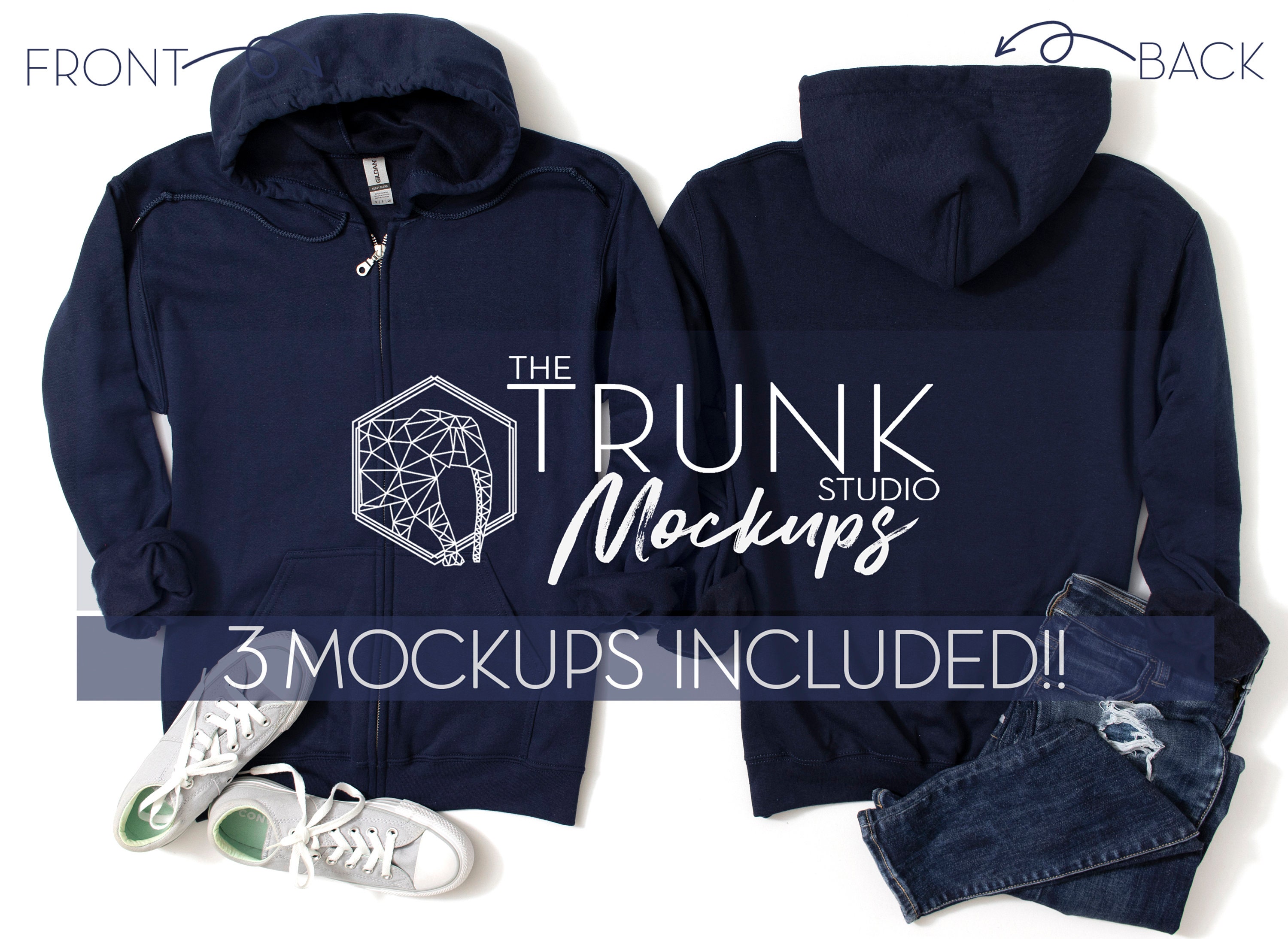 18600 Mockup NAVY Zip Hoodie Mockup for Women Front and Back - Etsy
