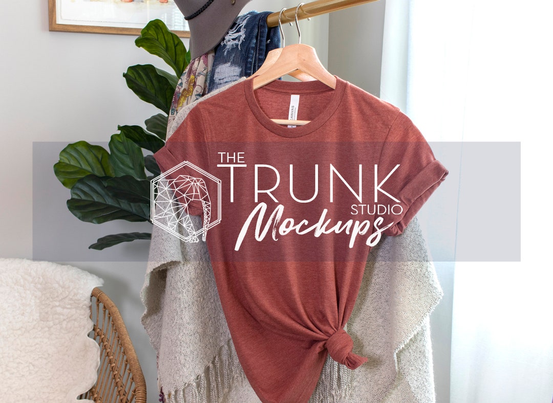 3001 HEATHER CLAY Mockup, Bella Canvas 3001 Mockup, Hanger Mockup ...