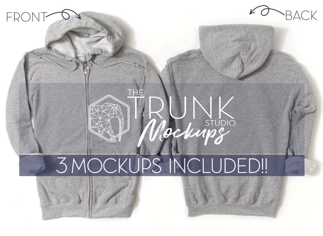 Gildan 18600 Mockup, 18600 Mockup SPORT GREY, Front and Back Mock Up ...