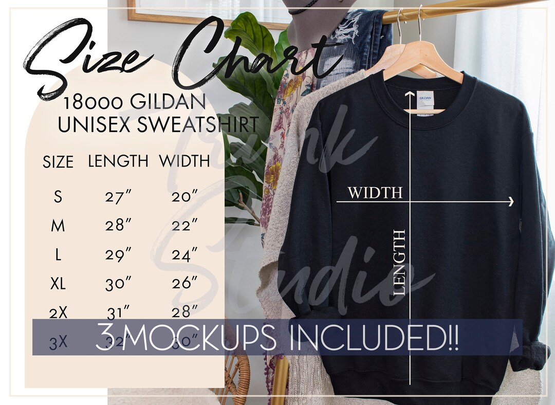 18000 SIZE CHART, Gildan 18000 Size Chart, Size Chart Gildan 18000 ...
