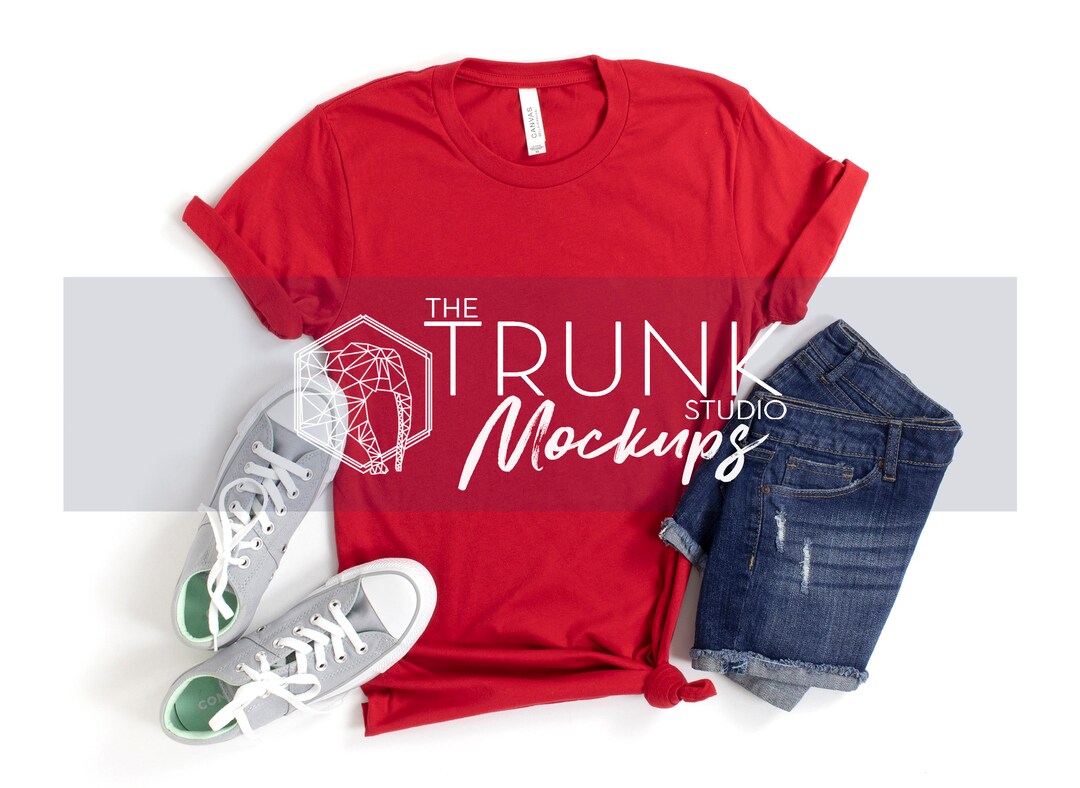 3001 Mockup RED, 3001 Red Mockup, Bella Canvas 3001 Mockup, Red Shirt ...