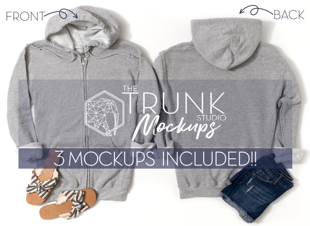 18600 Mockup SPORT GREY, Front and Back Mock Up, Gildan 18600 Mockup ...