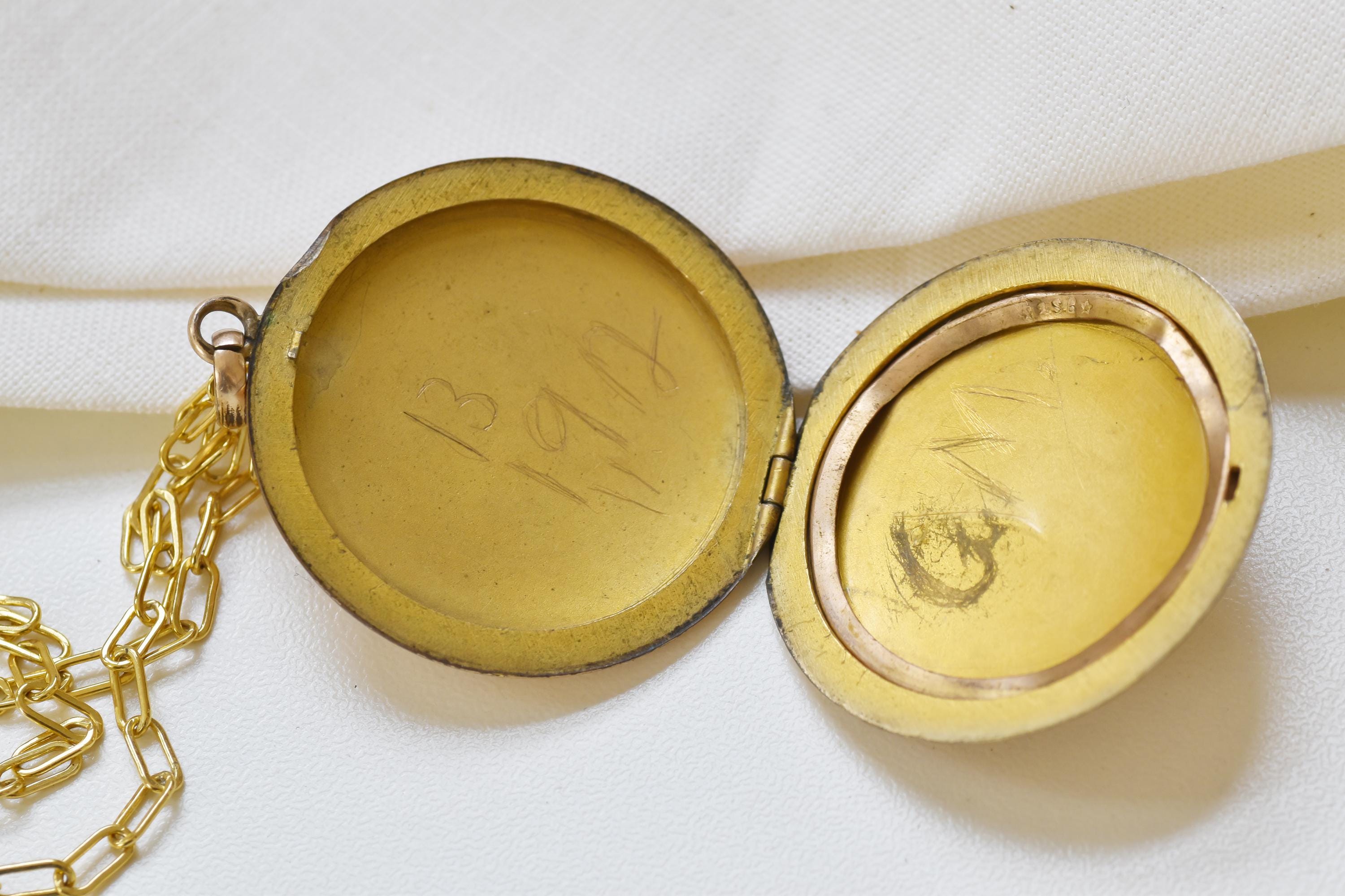 Antique Victorian Plain Locket • Art Deco Monogram Jewelry • Gold Fill ...
