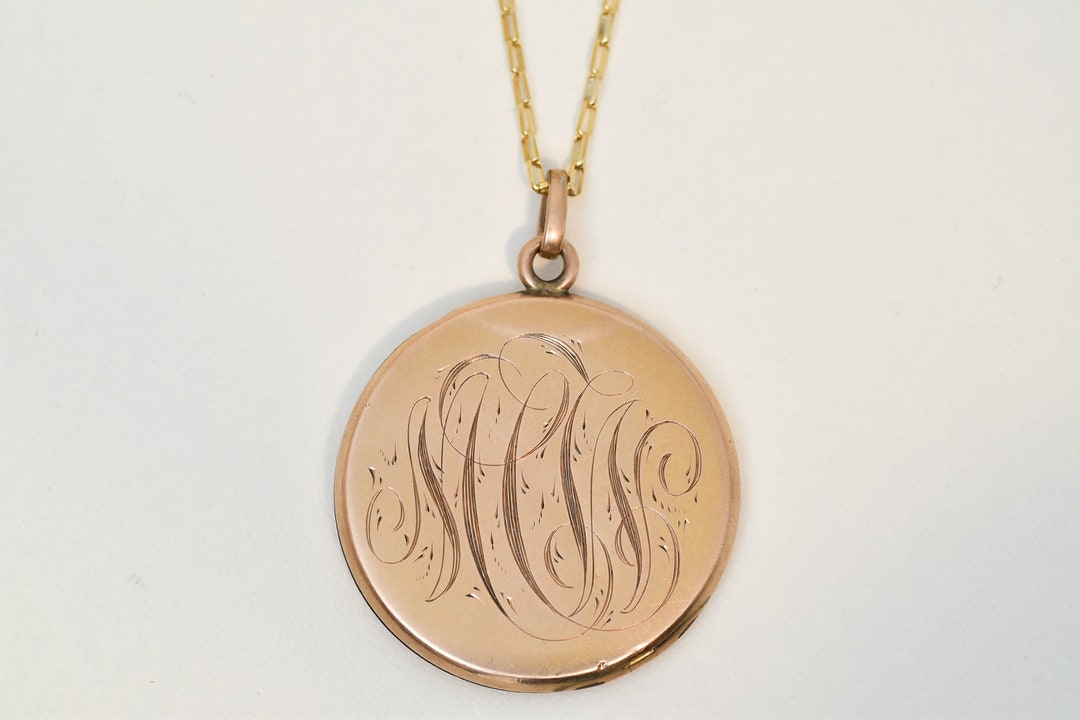 Antique Victorian Monogram M W C Initial Locket Faux Diamond Paste ...
