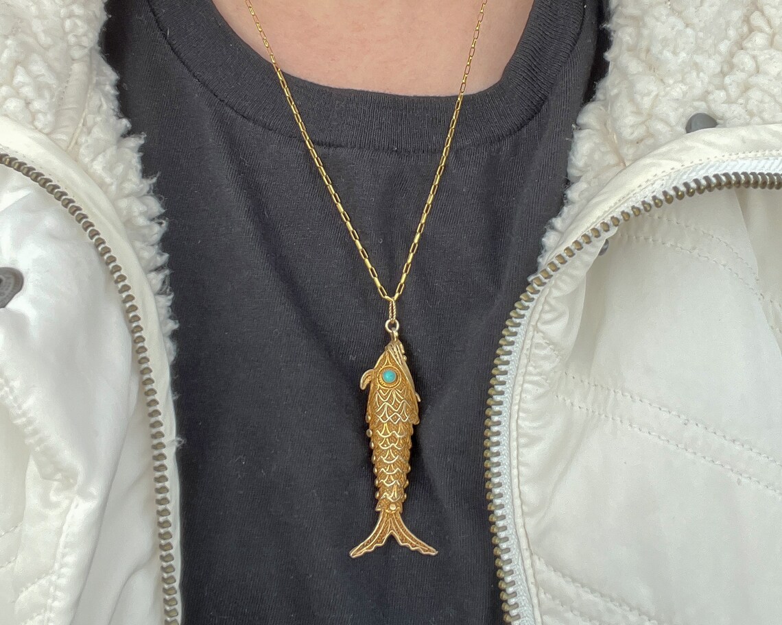 Antique Victorian Art Deco Fish Perfume Locket Pendant - Etsy