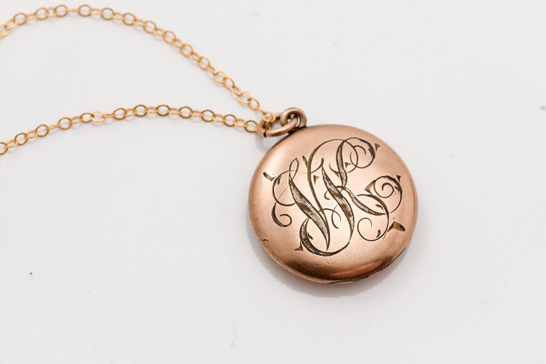 Victorian Initial Locket Necklace • Antique Gold Fill Pendant, Hand ...