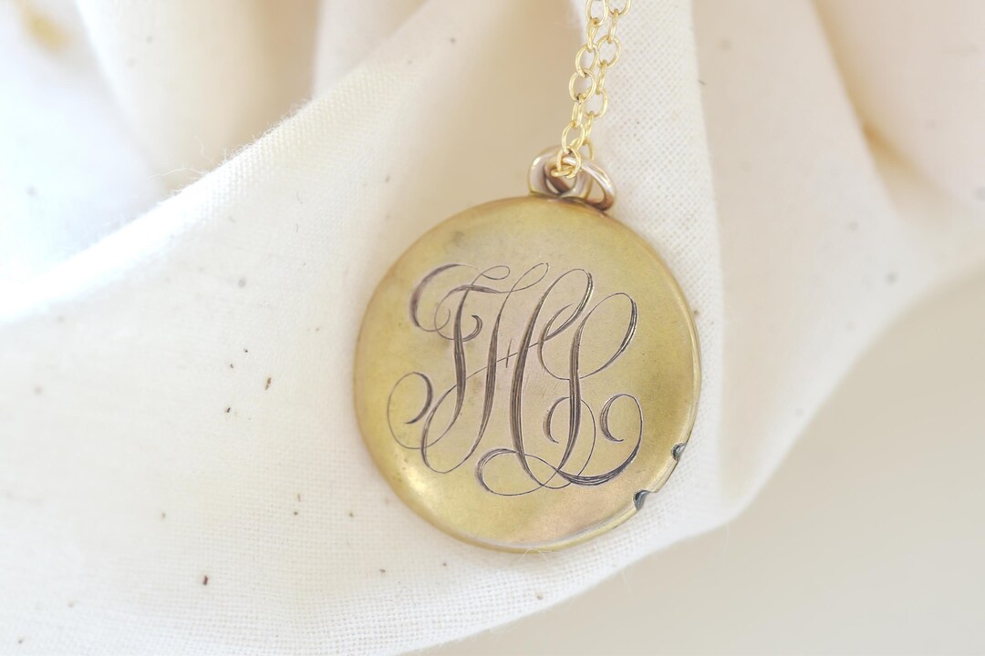 Antique Locket Victorian Necklace I H L Monogram Jewelry Initial Locket ...