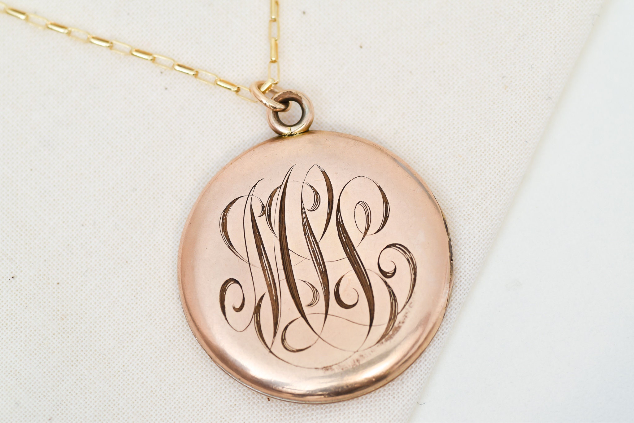 Antique Victorian Art Nouveau Monogram Initial Locket Pendant Necklace ...