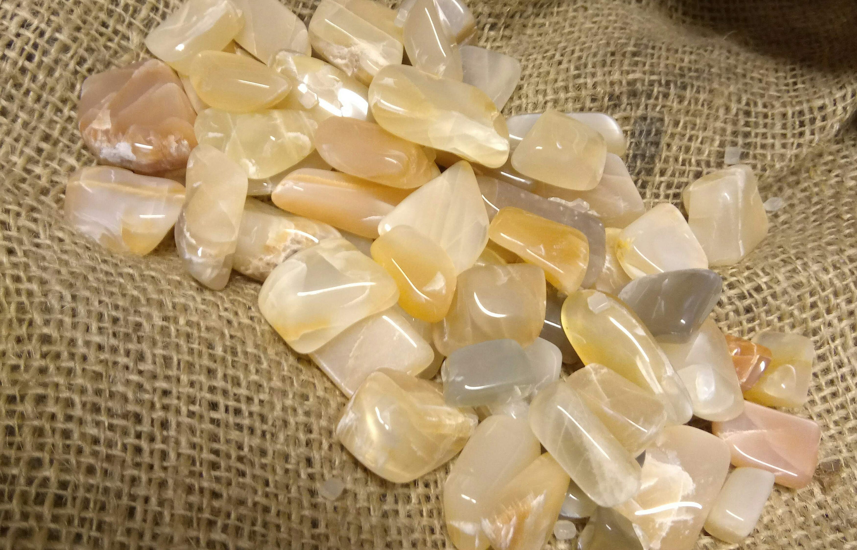 Moonstone Mix, Cream-colored, Gray, Tumbled Stones, Water Stones ...