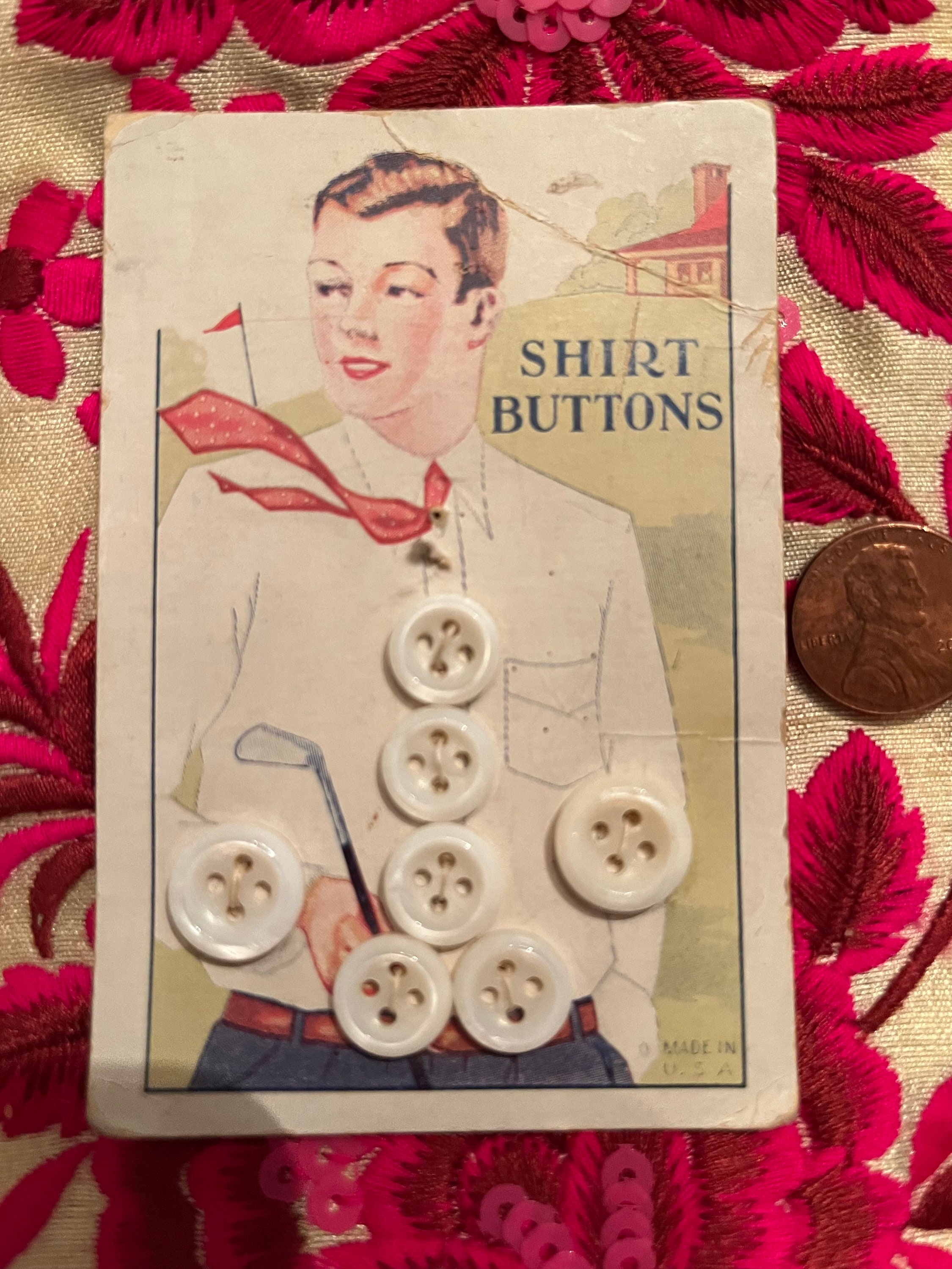 Vintage Shirt Button Card - Etsy
