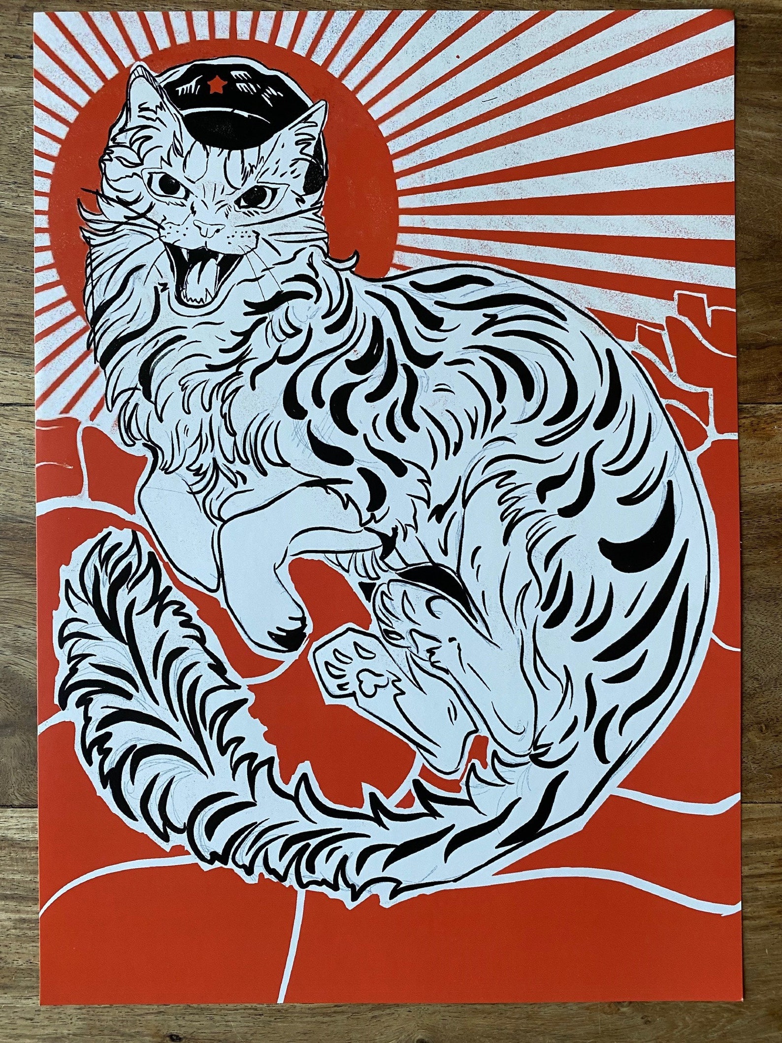 A4 Communist Cat Print The Revolutionist | Etsy