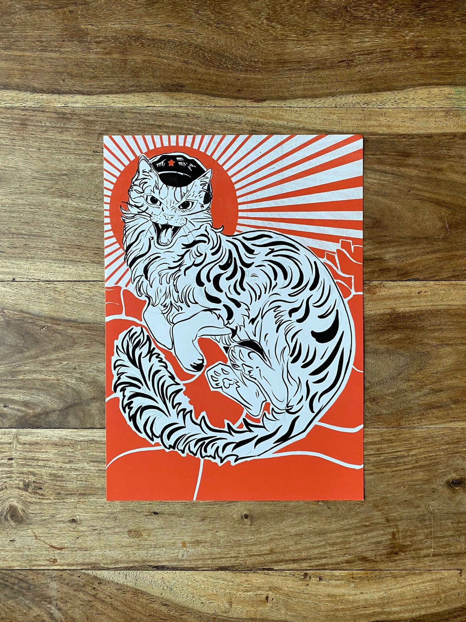 A4 Communist Cat Print the Revolutionist - Etsy
