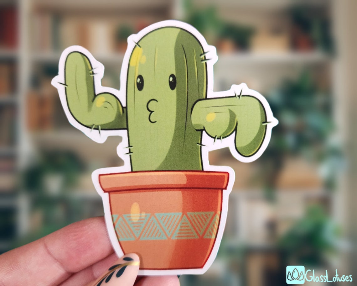 Gym Cactus Vinyl Sticker - Buff Gym Bro Cactus Stickers, Succulent ...