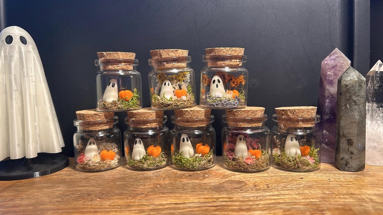 Ghost in a Jar, Ghost, Pet Ghost, Mini Art, Glass Dome, Glow in the ...