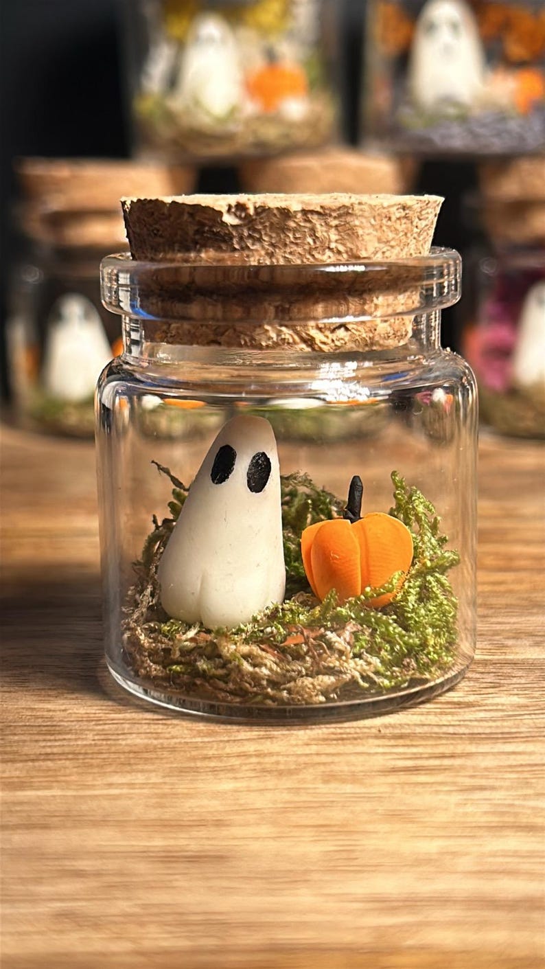 Ghost in a Jar, Ghost, Pet Ghost, Mini Art, Glass Dome, Glow in the ...