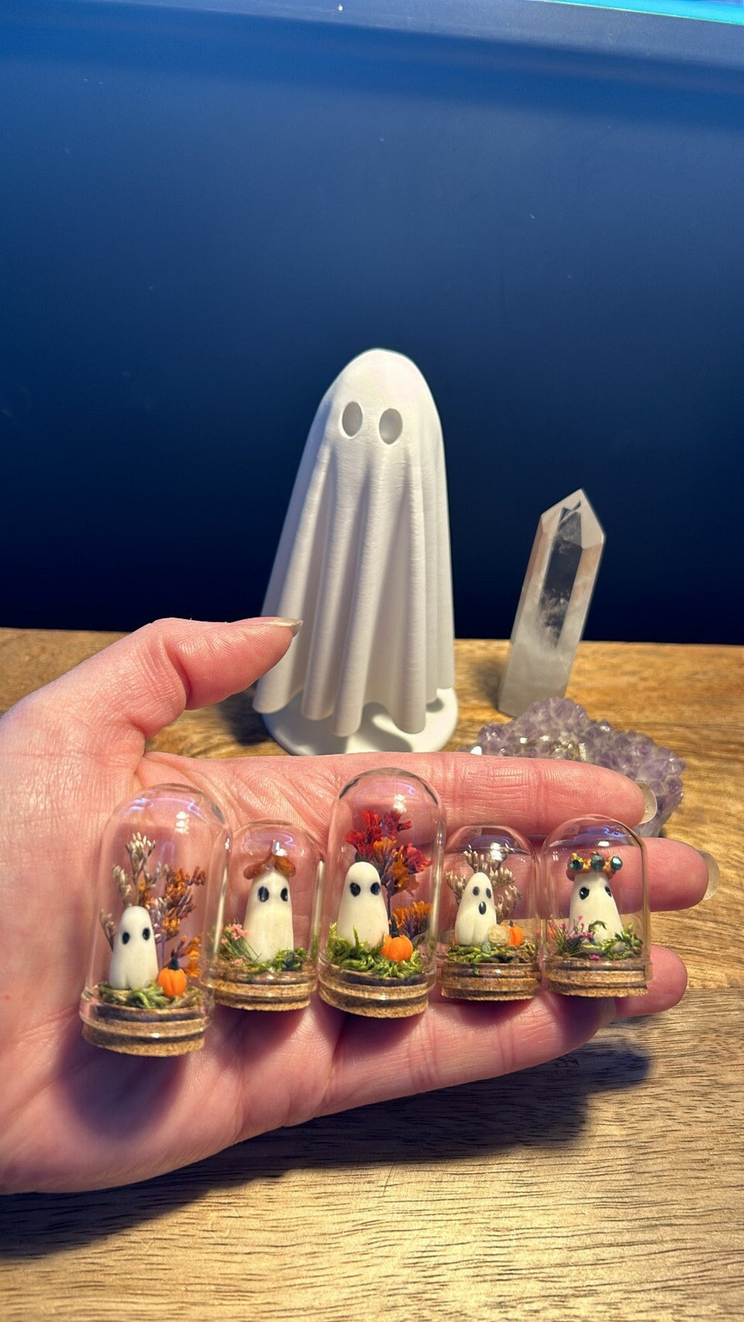 Ghost in a Jar, Ghost, Pet Ghost, Mini Art, Glass Dome, Glow in the ...