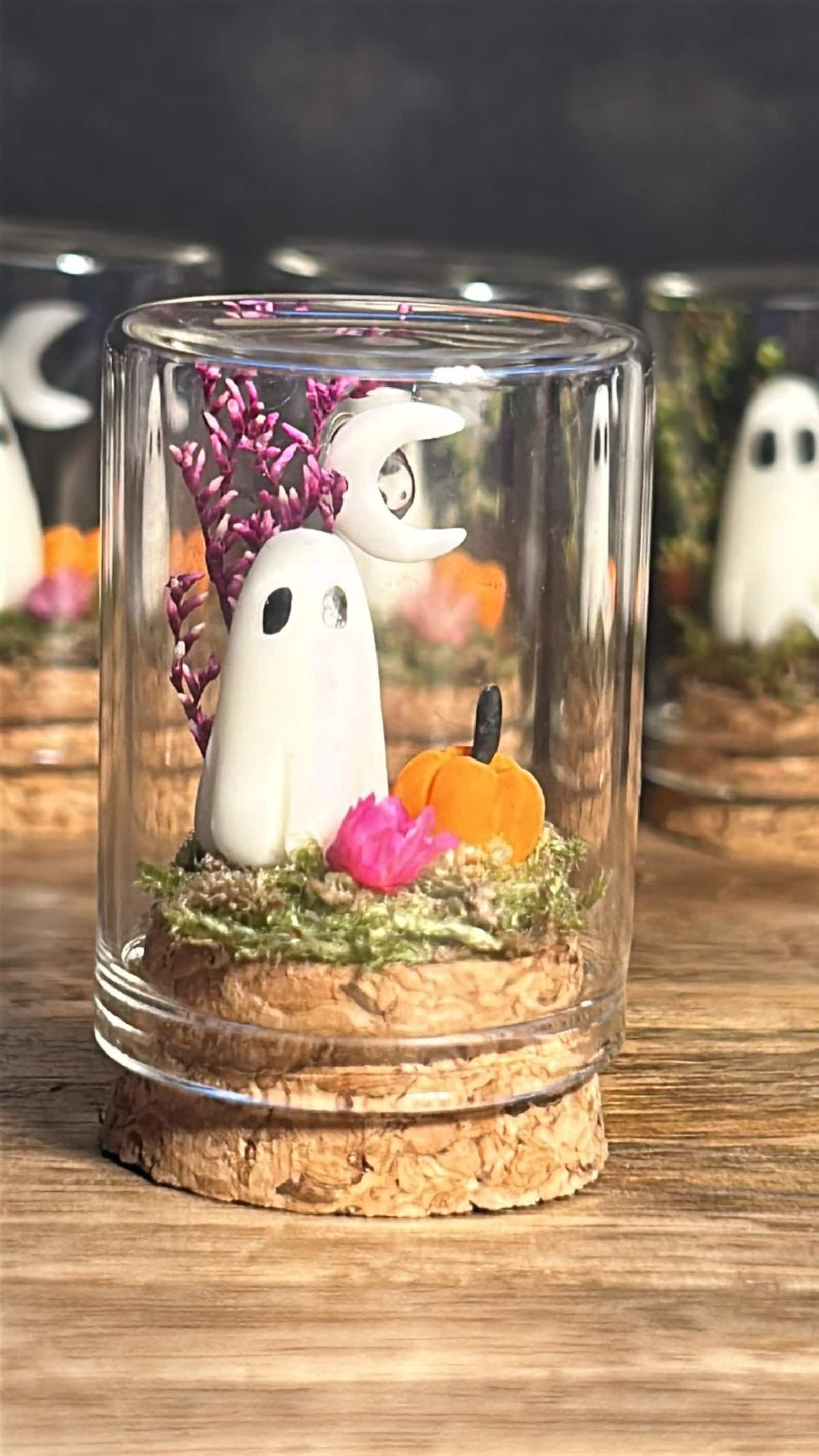 Ghost in a Jar, Ghost, Pet Ghost, Mini Art, Glass Dome, Glow in the ...