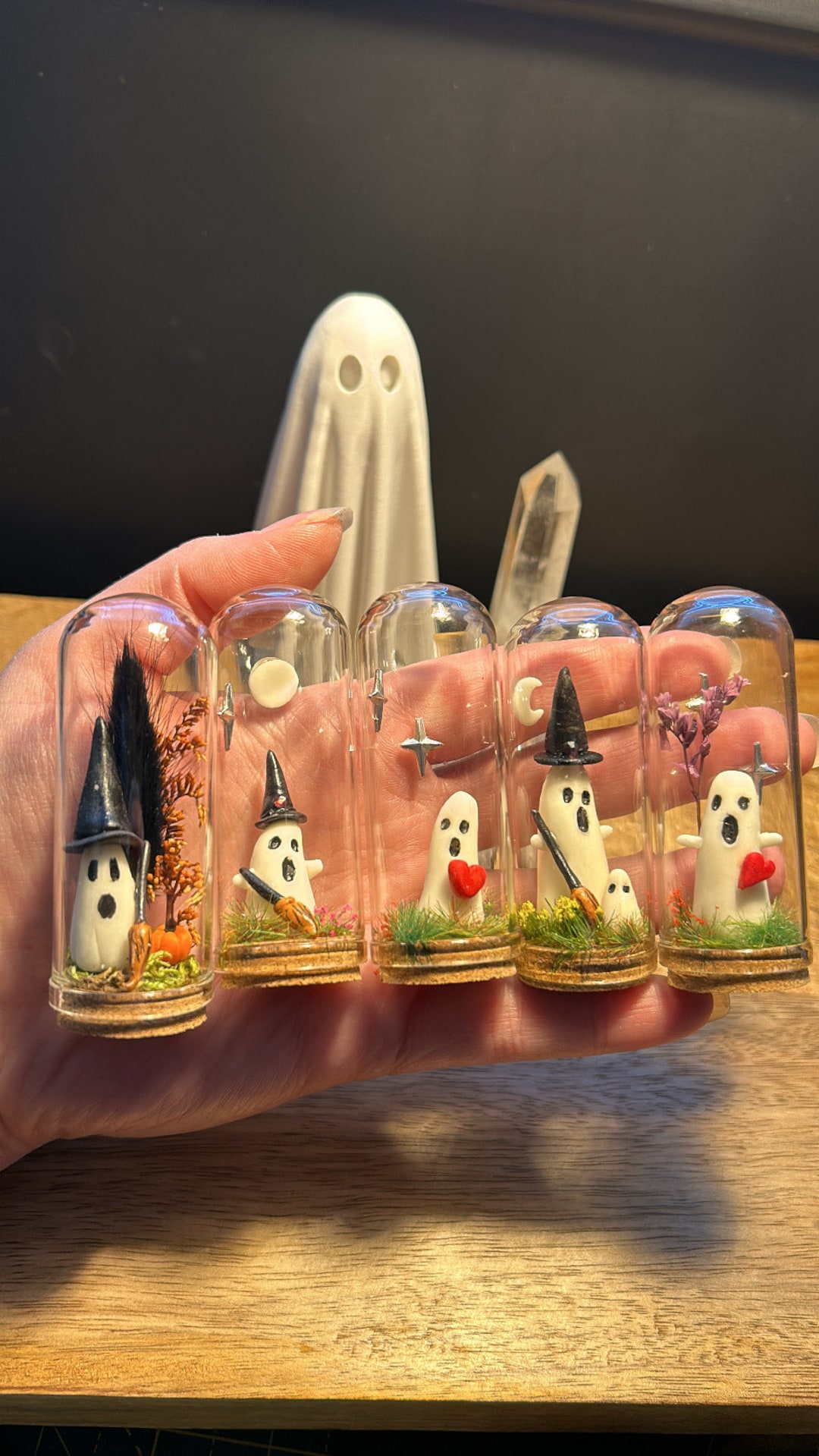 Ghost in a Jar, Ghost, Pet Ghost, Mini Art, Glass Dome, Glow in the ...
