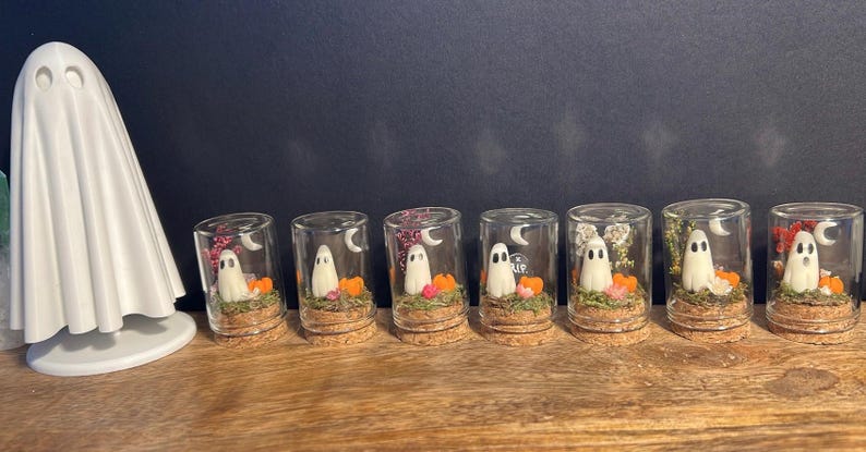 Ghost in a Jar, Ghost, Pet Ghost, Mini Art, Glass Dome, Glow in the ...