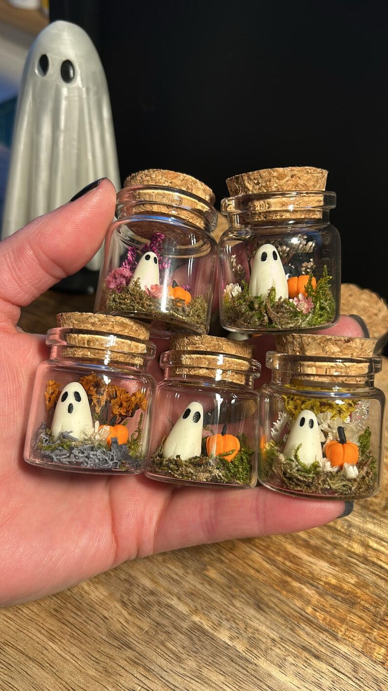Ghost in a Jar, Ghost, Pet Ghost, Mini Art, Glass Dome, Glow in the ...
