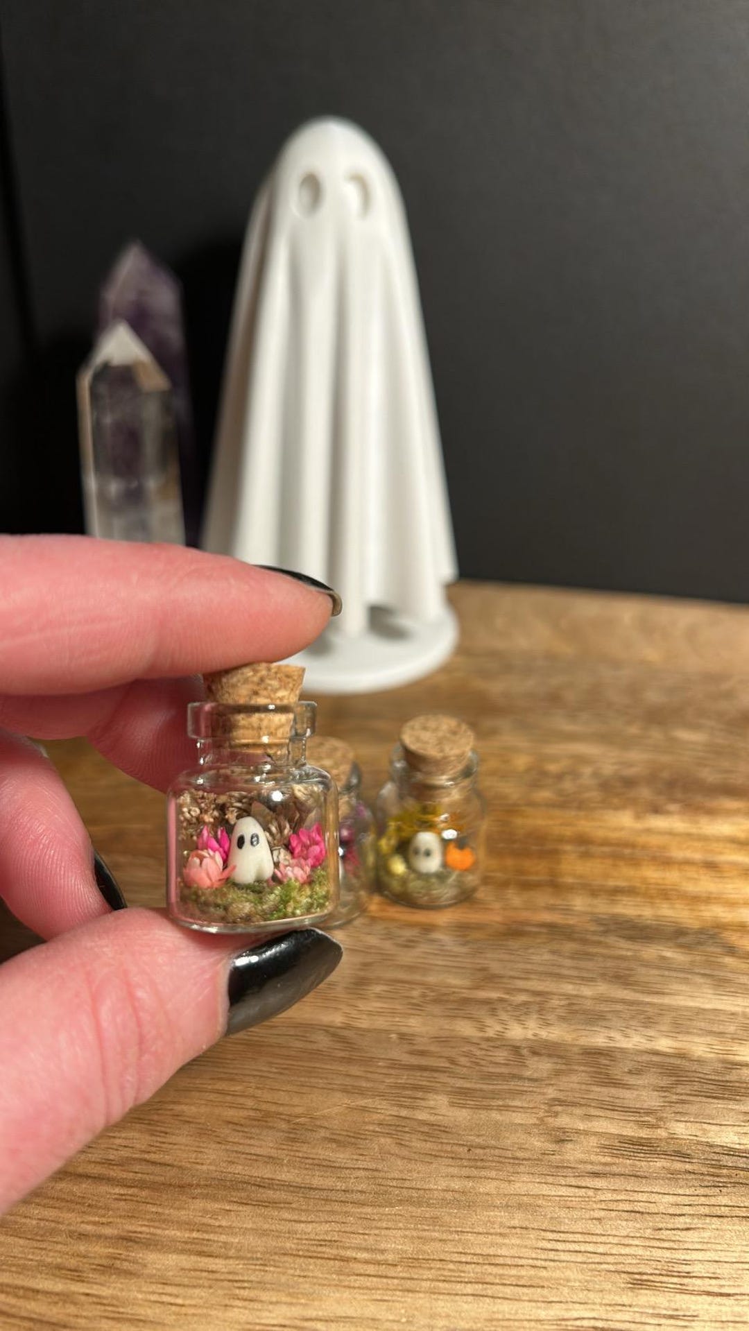 Ghost in a Jar, Ghost, Pet Ghost, Mini Art, Glass Dome, Glow in the ...