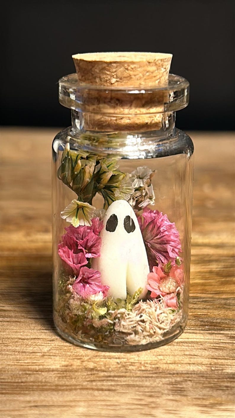 Ghost in a Jar, Ghost, Pet Ghost, Mini Art, Glass Dome, Glow in the ...