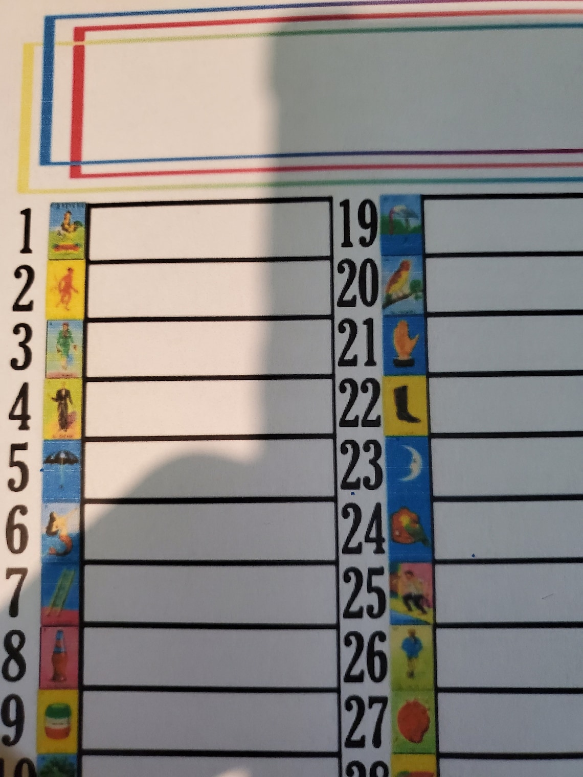 25 Loteria Raffle Note Sheet PAPER Bingo Chalupa Numbers and Images and ...