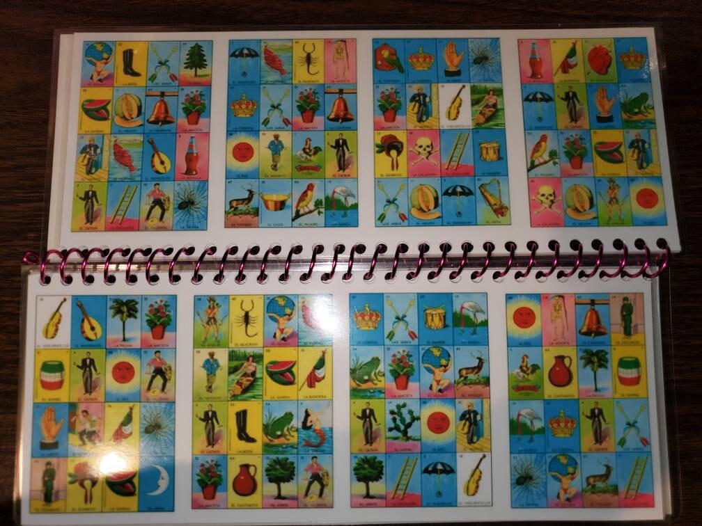 Notebook Mexican Loteria Bingo Chalupa Game 32 Mini Boards Laminate and ...