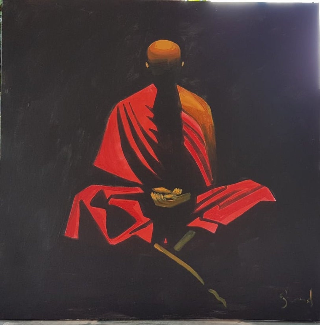 Painting Buddhist Monk sri Lanka Acrylic Canvas - Etsy