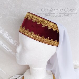 Medieval Burgundy Headdress. Renaissance Headdress. Torque. Headbands ...