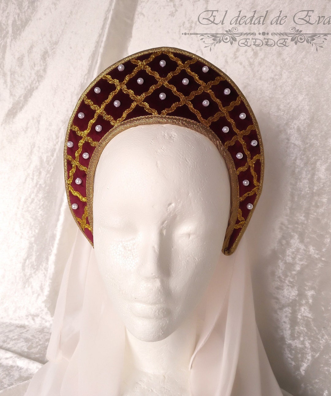 Medieval Headband Lined With Burgundy Velvet, Decorated With Gold ...