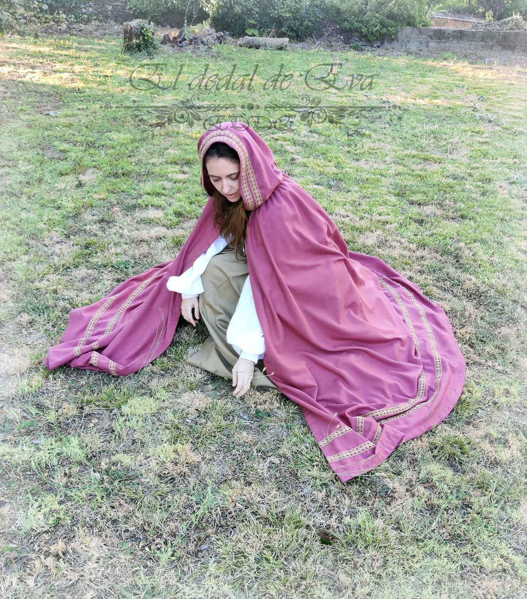 Medieval Cape, Half Circle, Light Burgundy Color With Long Hood, Which ...