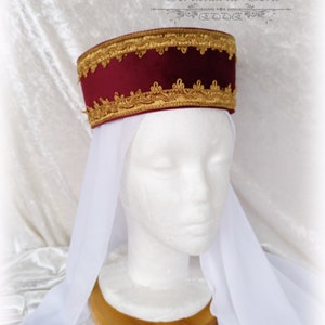 Medieval Burgundy Headdress. Renaissance Headdress. Torque. Headbands ...
